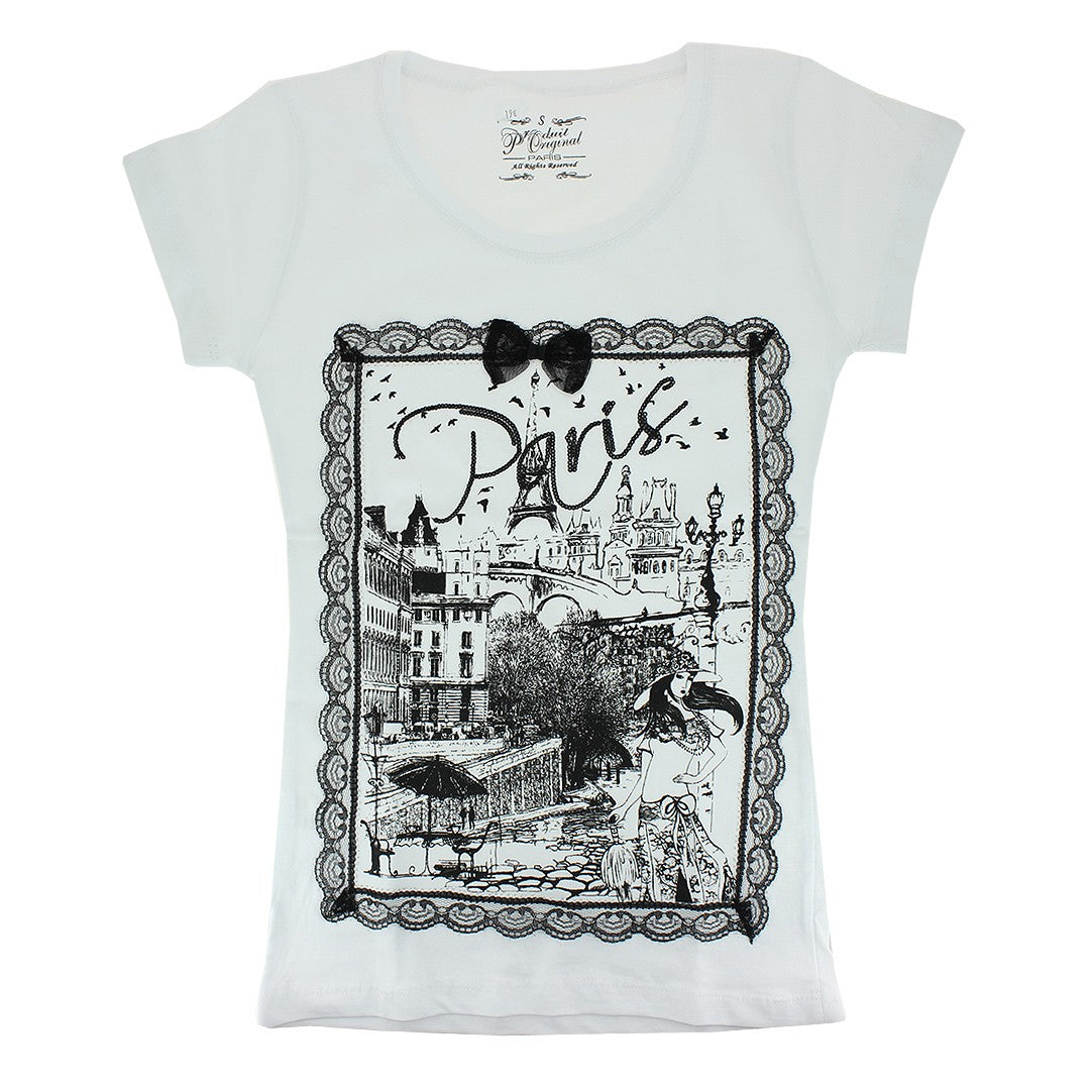 T-shirt Paris Eiffel Tower with lacework - Souvenirs of Paris, PAR'ICI ...