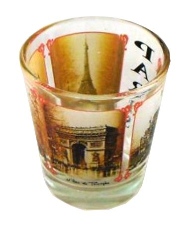 Shot glass with Paris monuments framed - PARICI, Souvenirs of France ...